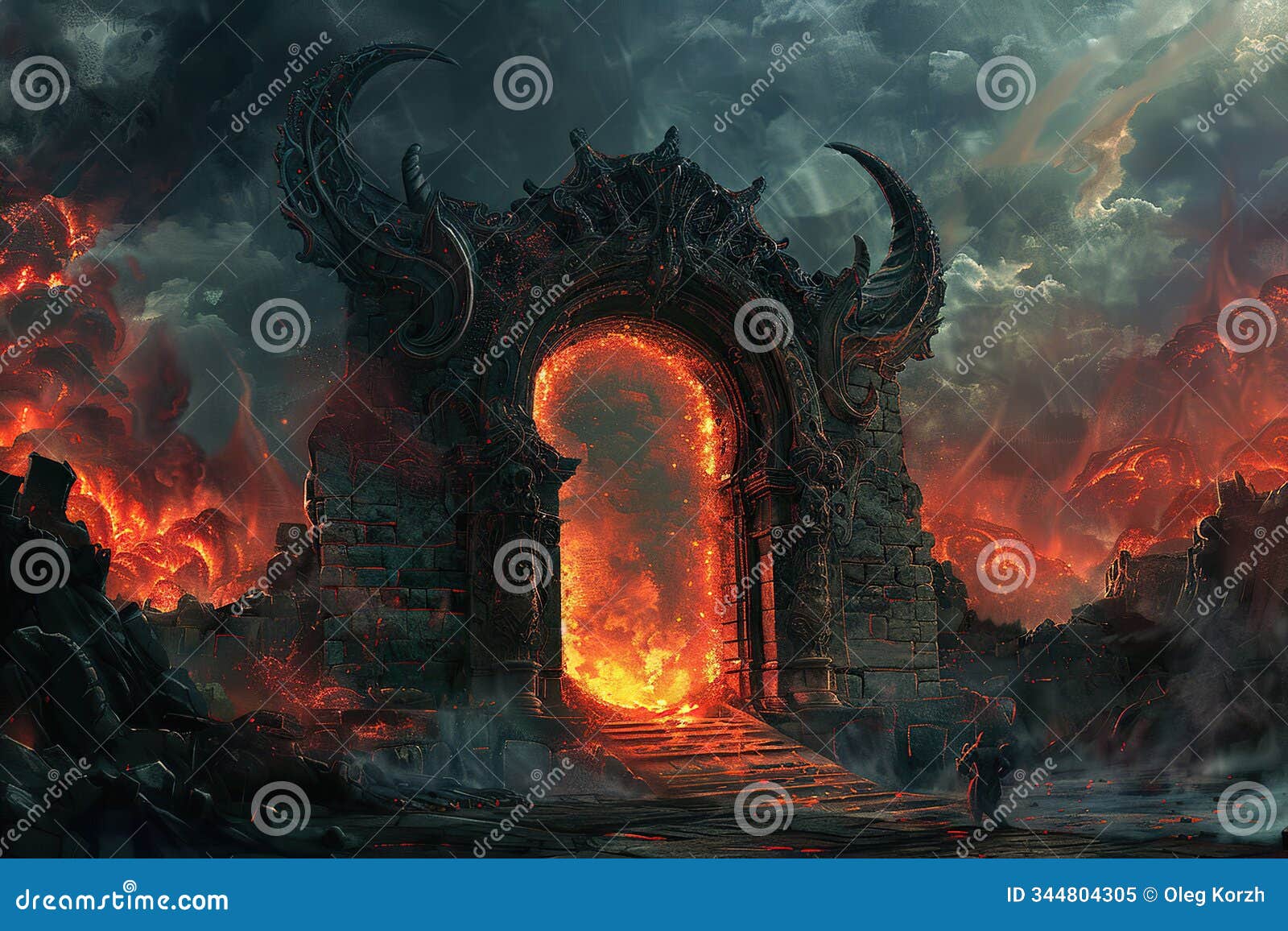Scary Sinister Devil is in Hell with Dramatic Fire Lighting Stock Image ...
