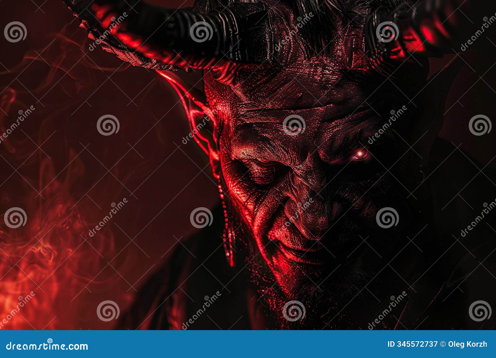 Scary Sinister Devil is in Hell with Dramatic Fire Lighting Stock Image ...