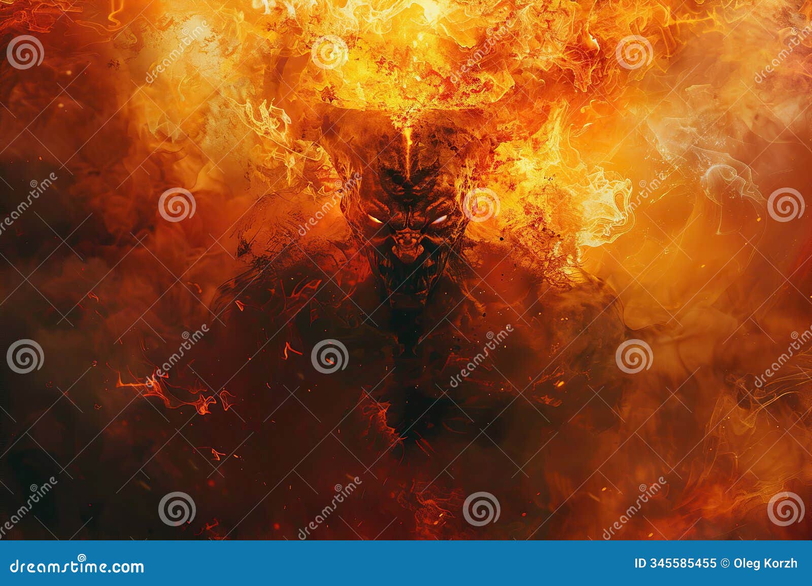 Scary Sinister Devil is in Hell with Dramatic Fire Lighting Stock Image ...