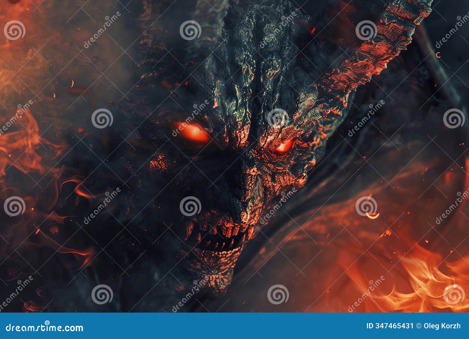 Scary Sinister Devil is in Hell with Dramatic Fire Lighting Stock Image ...