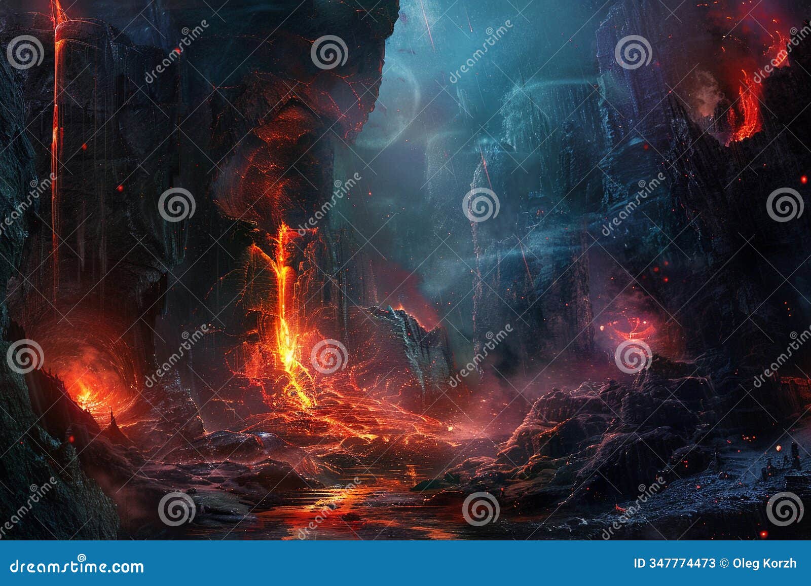 Scary Sinister Devil is in Hell with Dramatic Fire Lighting Stock Image ...