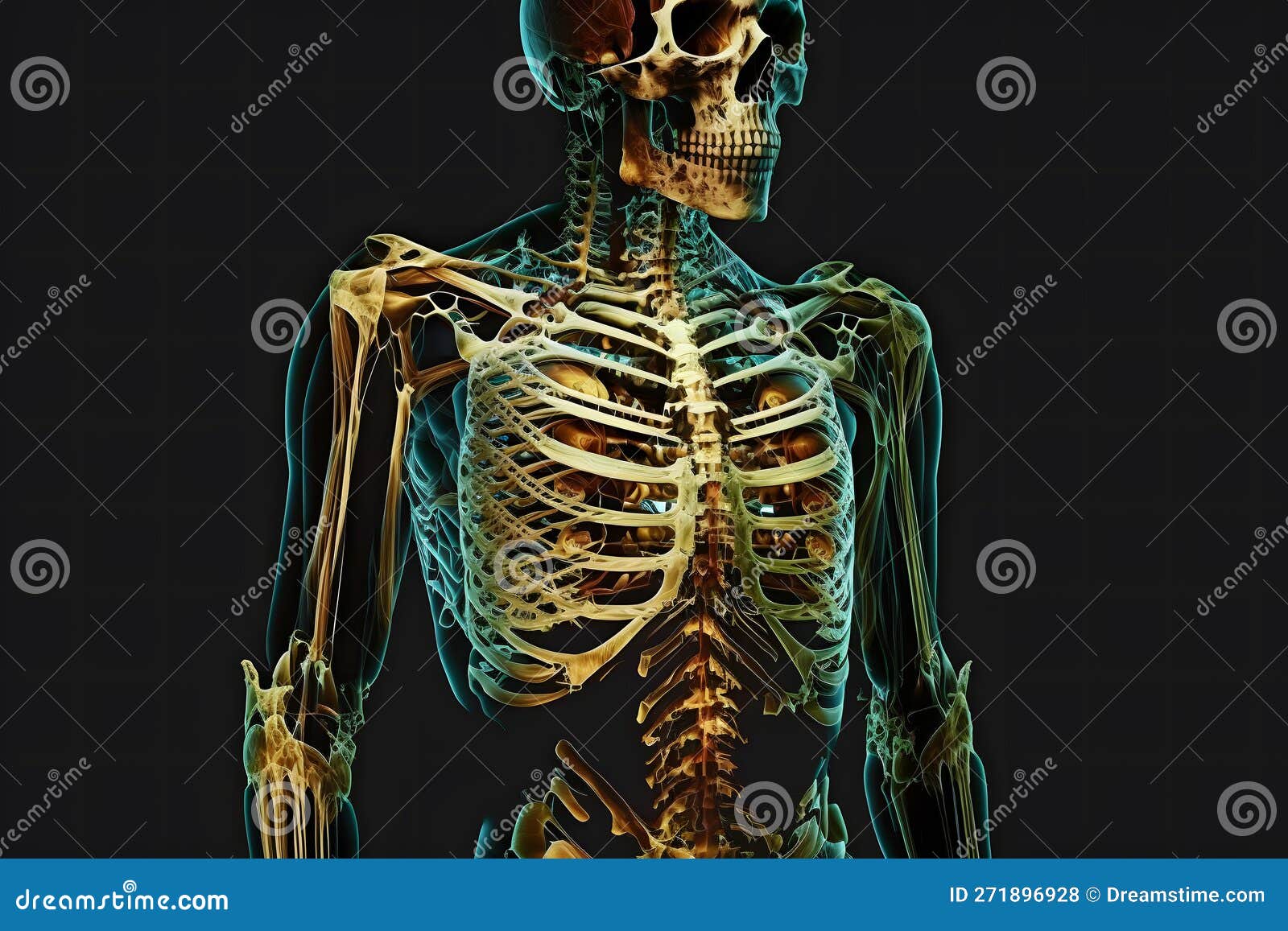 Scary Skeleton on Fire. Neural Network AI Generated Stock Illustration ...