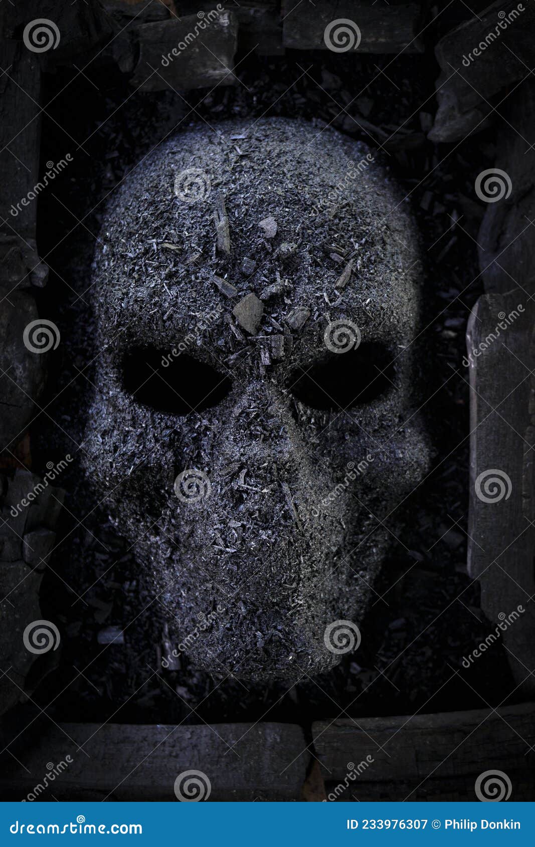 Scary Skeleton Mask Handmade Covered in Charcoal Creating Unique ...