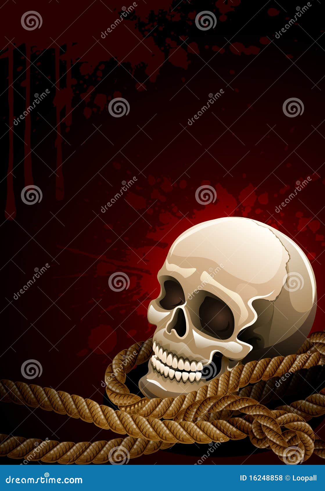 Scary Skull Head among Rope Stock Vector - Illustration of horrible ...