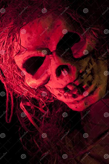 Scary Skull in Red Colored Light Stock Photo - Image of light, creature ...