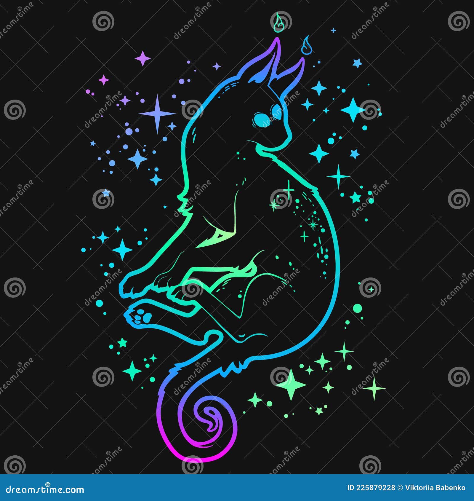 Scary Soaring Black Magic Beast Stock Vector - Illustration of ...