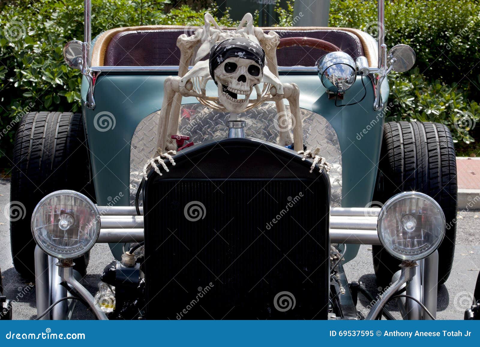 Scary Souped Up Hotrod Car with Skeleton Stock Image - Image of open ...