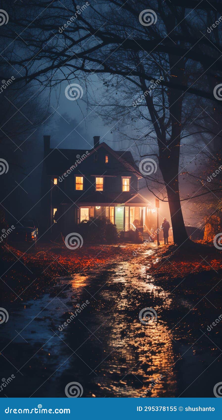 Scary Spooky Environment during Night Stock Image - Image of haunted ...