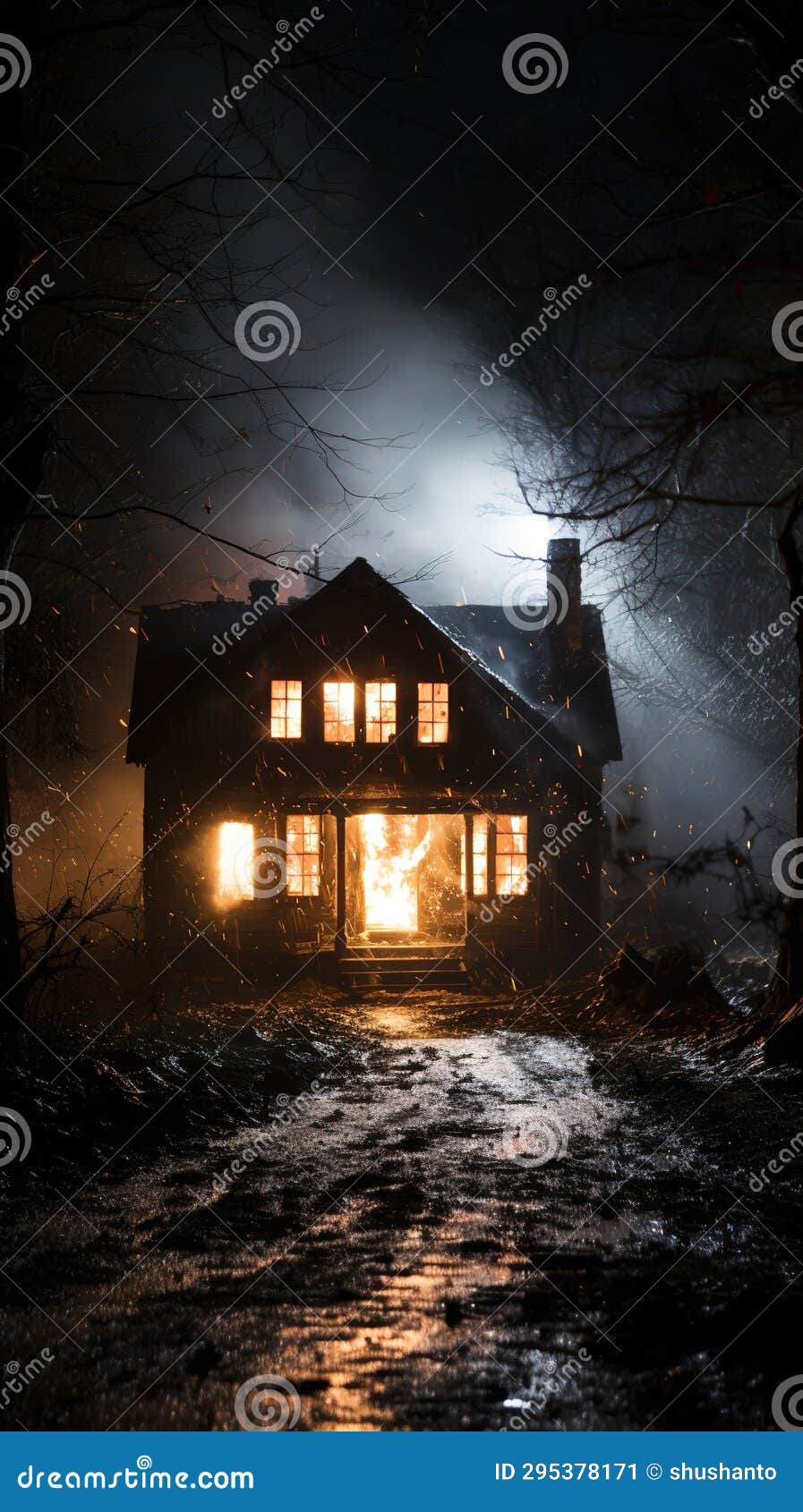 Scary Spooky Environment during Night Stock Image - Image of house ...