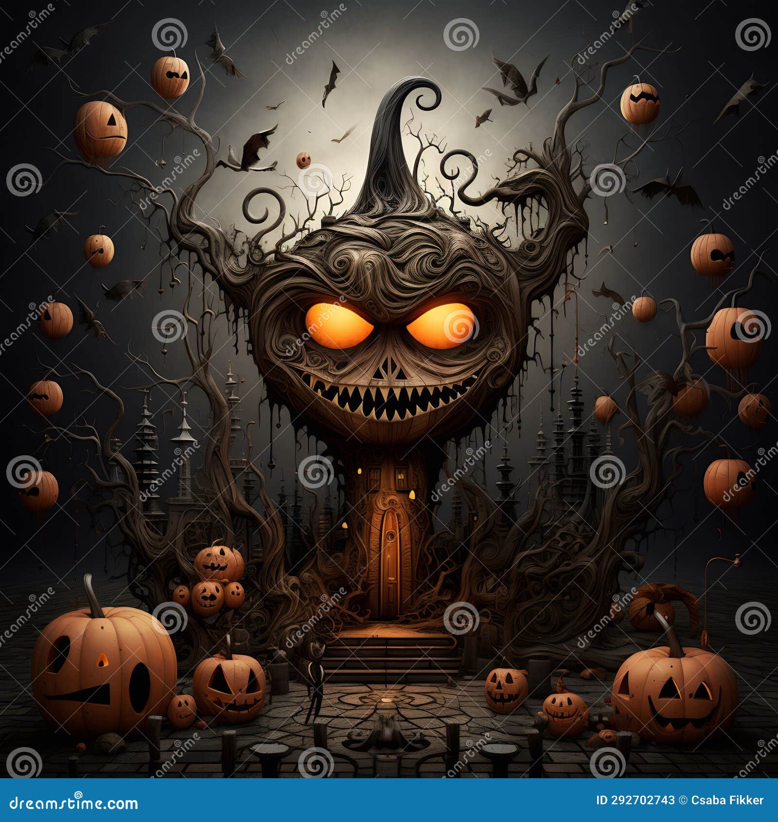 Scary , Spooky Halloween Design Stock Illustration - Illustration of ...