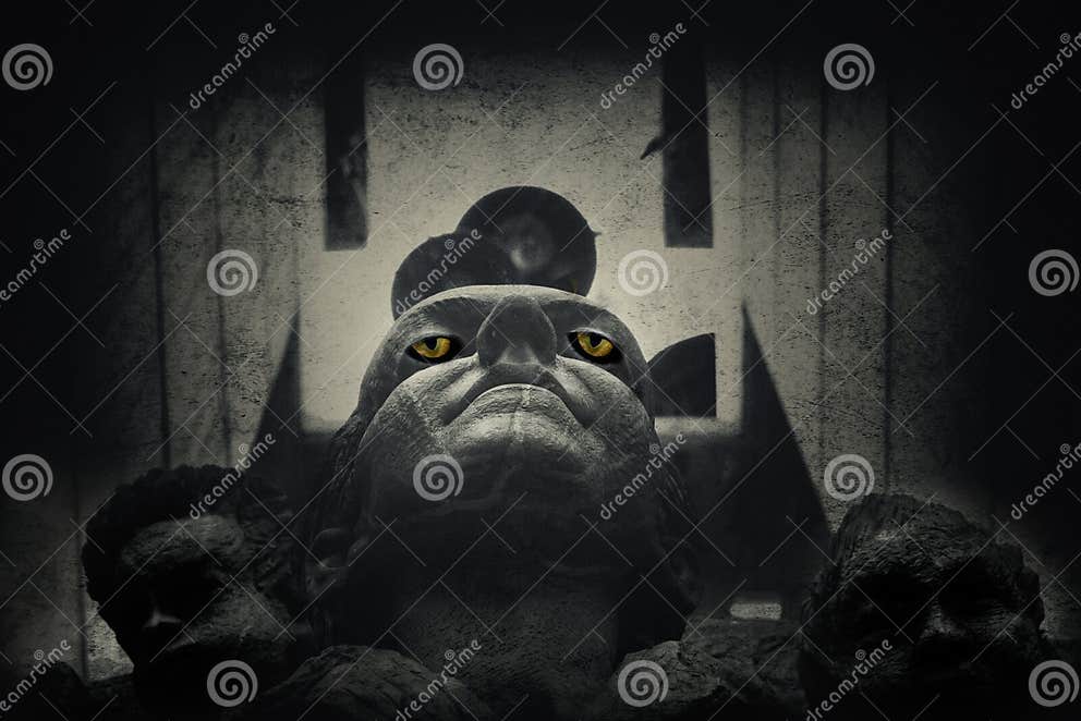 Scary stone diabolic face stock photo. Image of high - 21803298