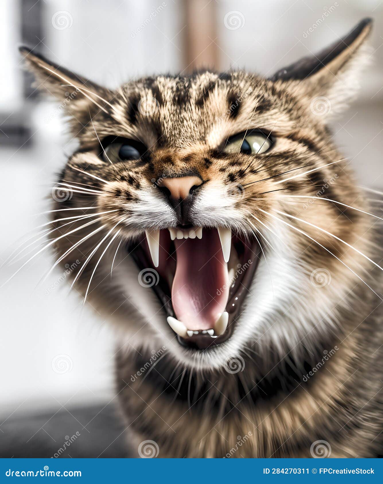 Scary Tabby Cat, Isolated Background Stock Illustration - Illustration ...