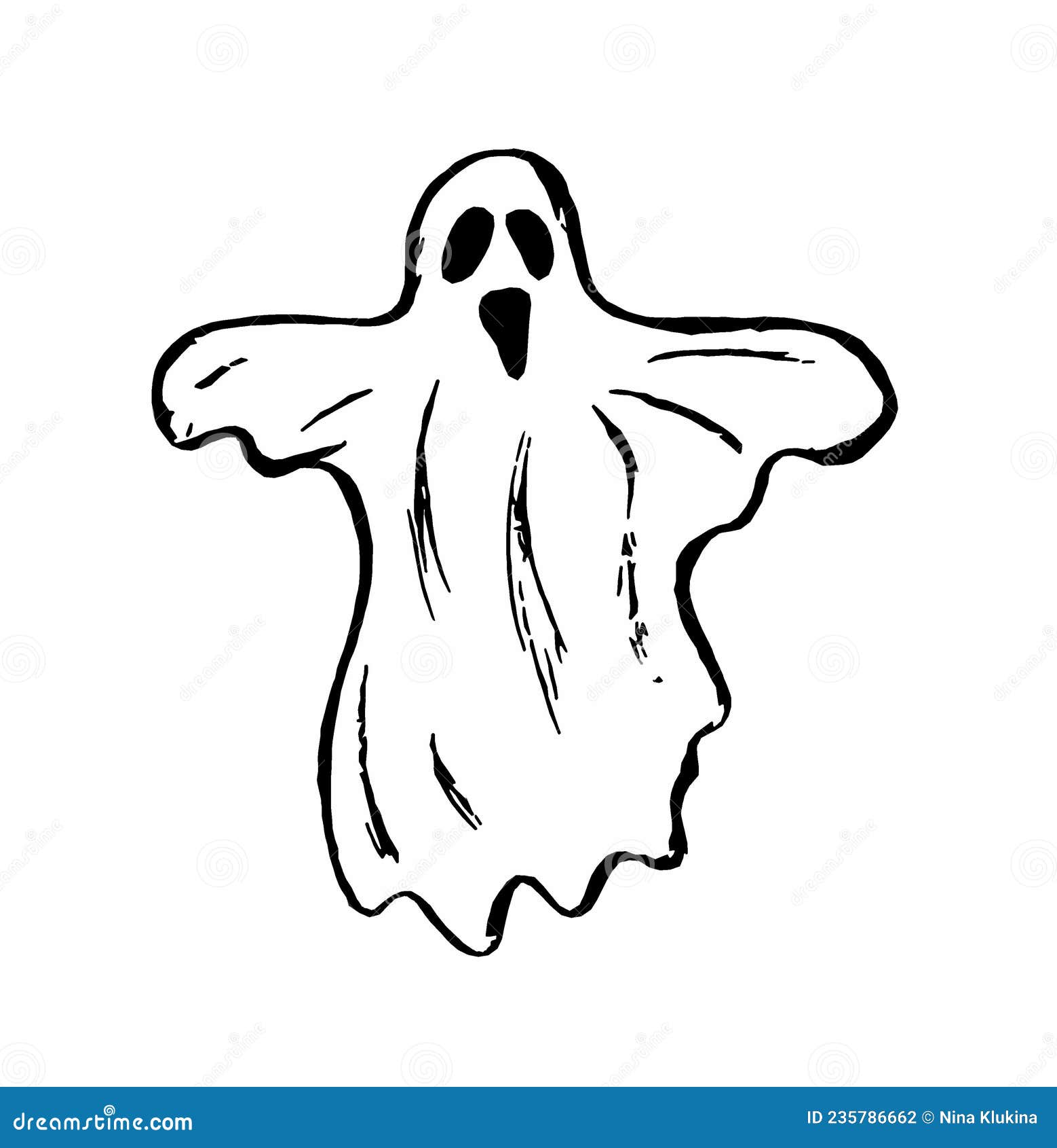 A Scary and Terrifying Floating Ghost Stock Illustration - Illustration ...