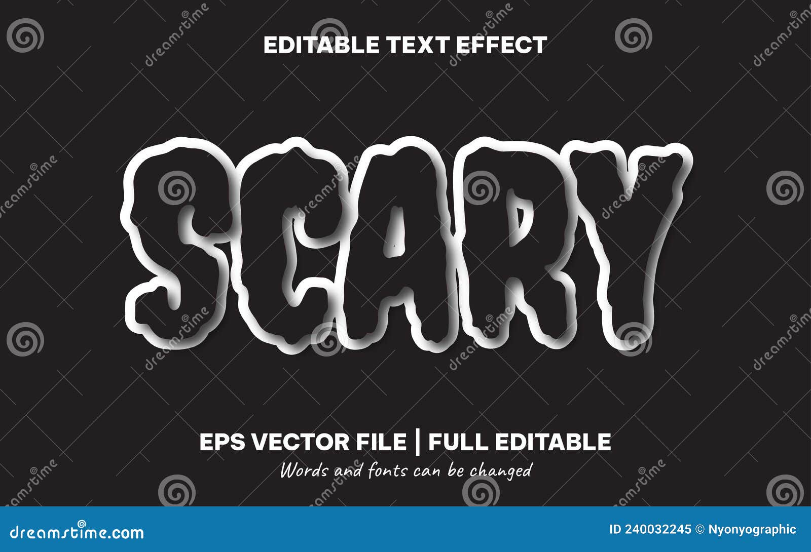 Scary Text Style Effect. Editable Graphic Text Template Vector ...