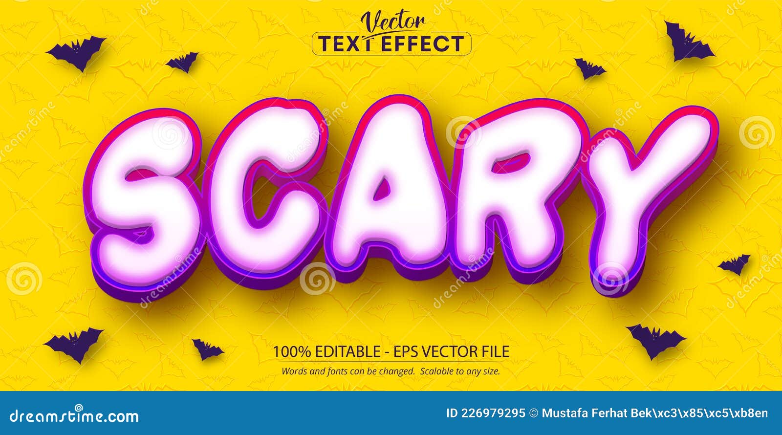 Scary Text, Halloween and Cartoon Style Editable Text Effect on Yellow ...