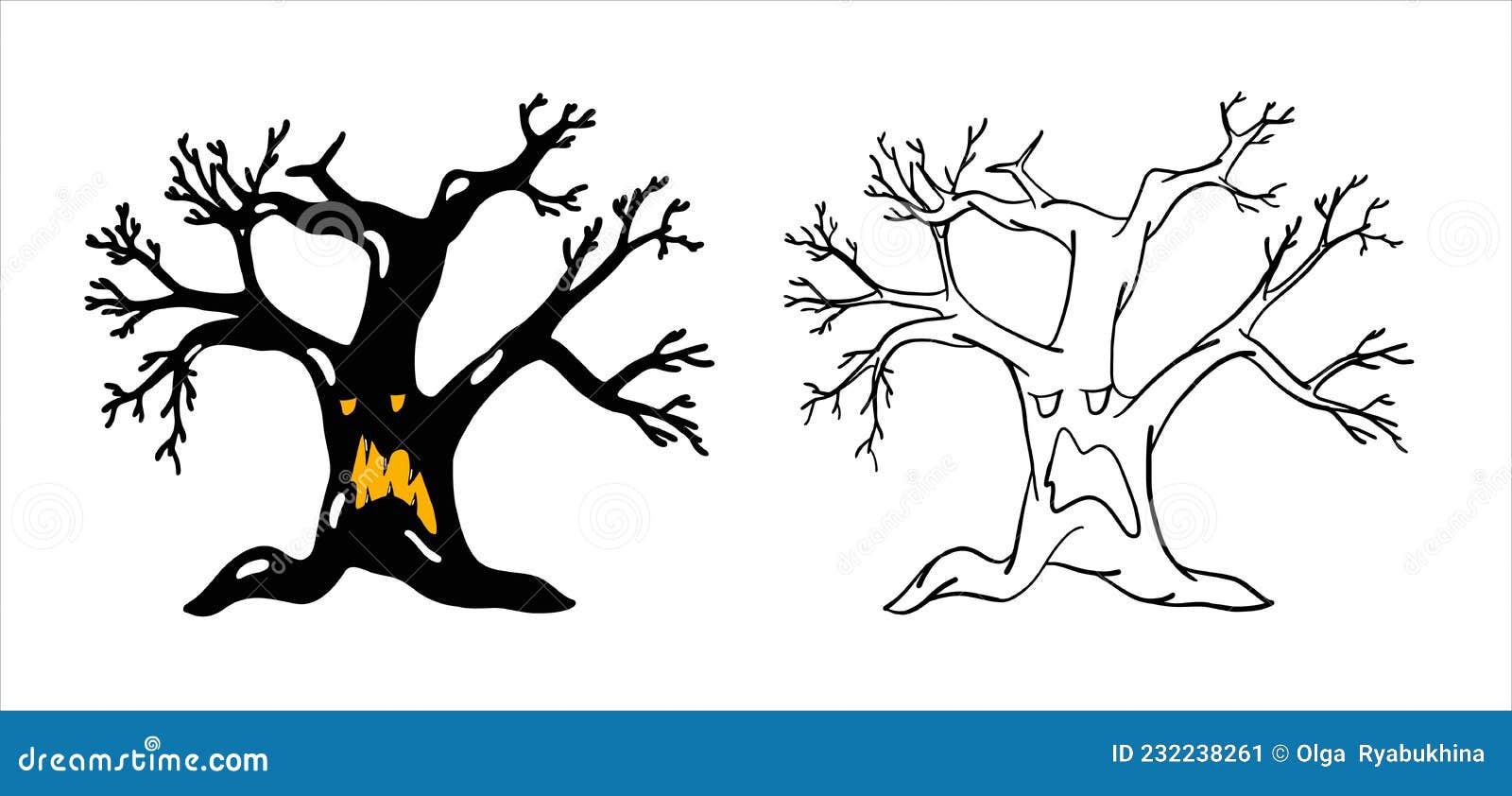 Scary Tree. Halloween. Vector Stock Vector - Illustration of tree ...