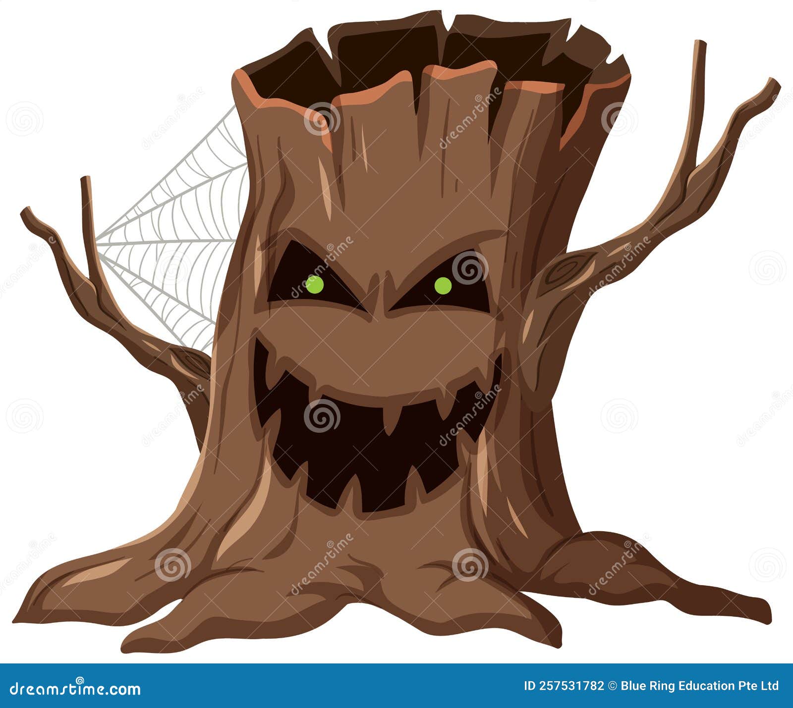 A Scary Tree Stump on White Background Stock Vector - Illustration of ...