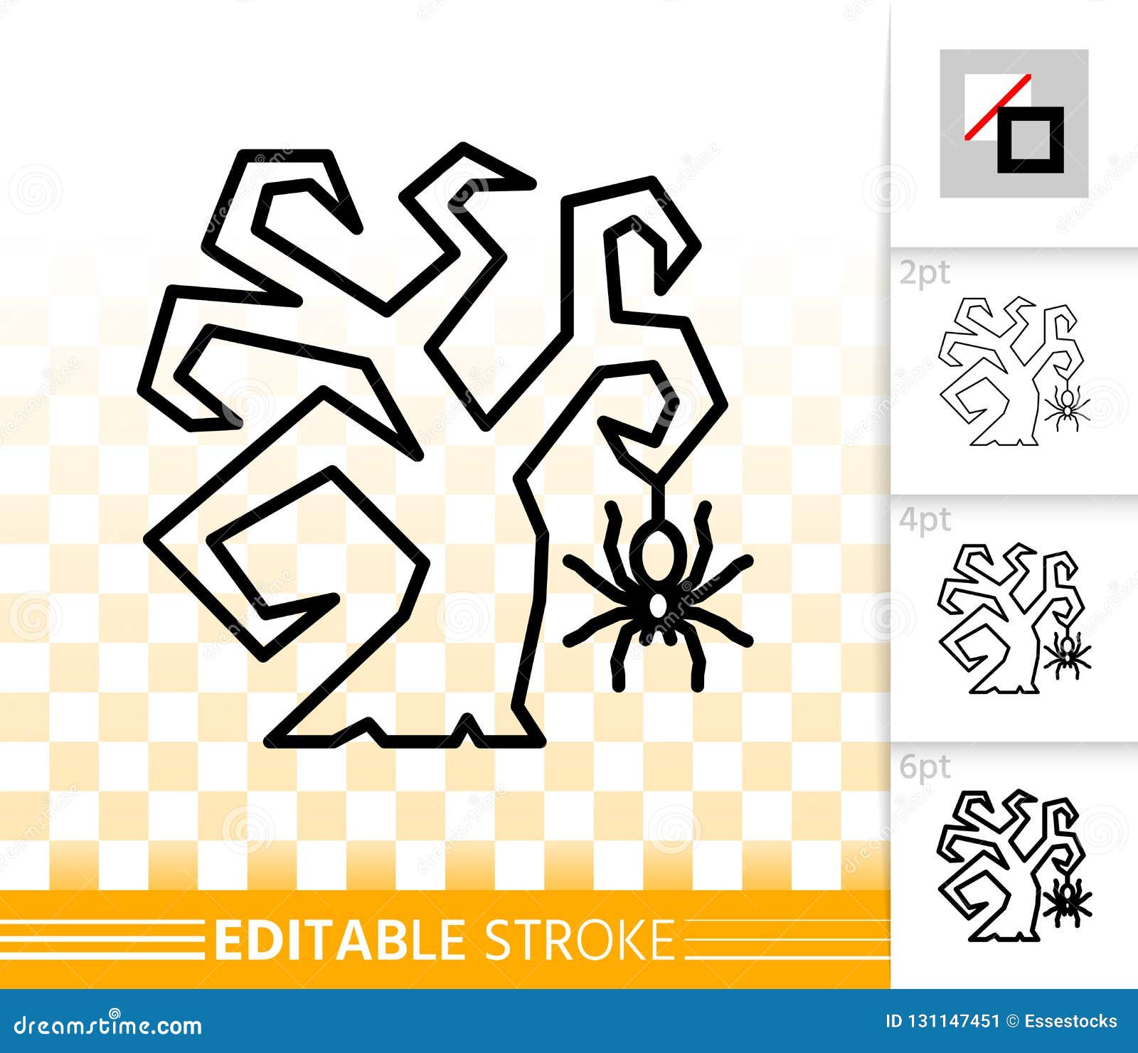 Scary Tree Simple Black Line Vector Icon Stock Vector - Illustration of ...