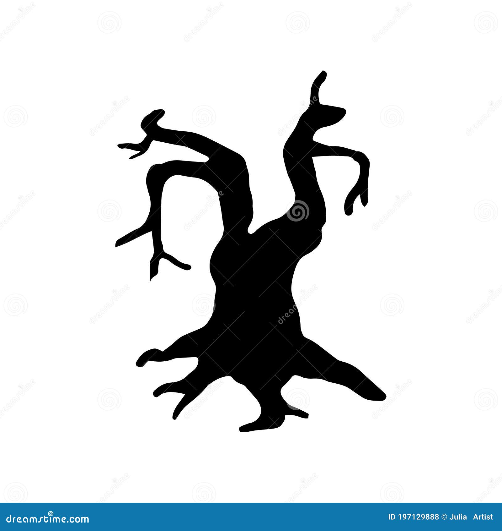 Scary trees doodle set. stock vector. Illustration of design - 197129888