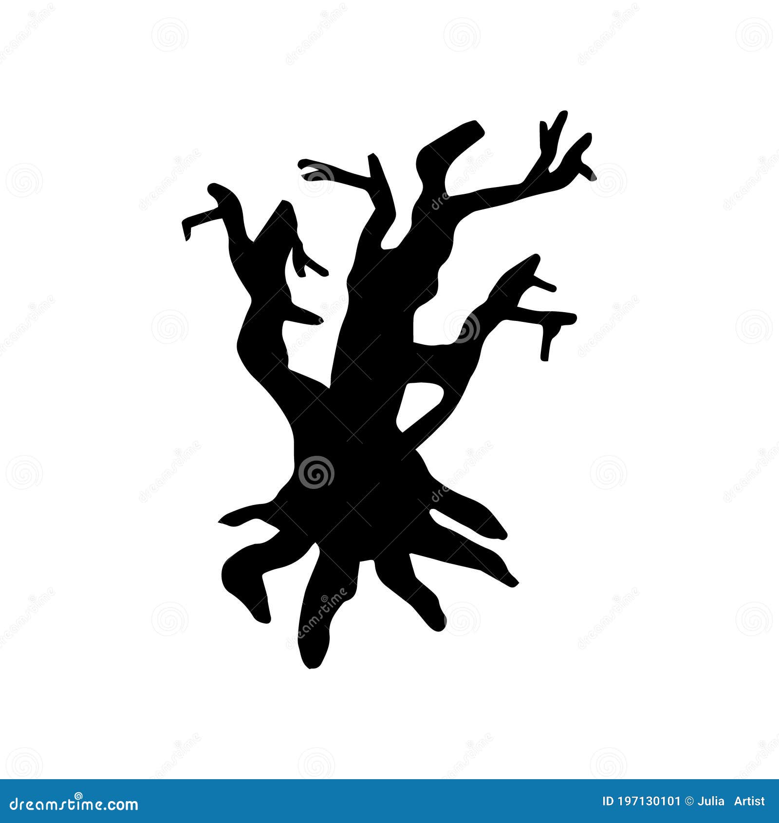Scary trees doodle set. stock vector. Illustration of nature - 197130101