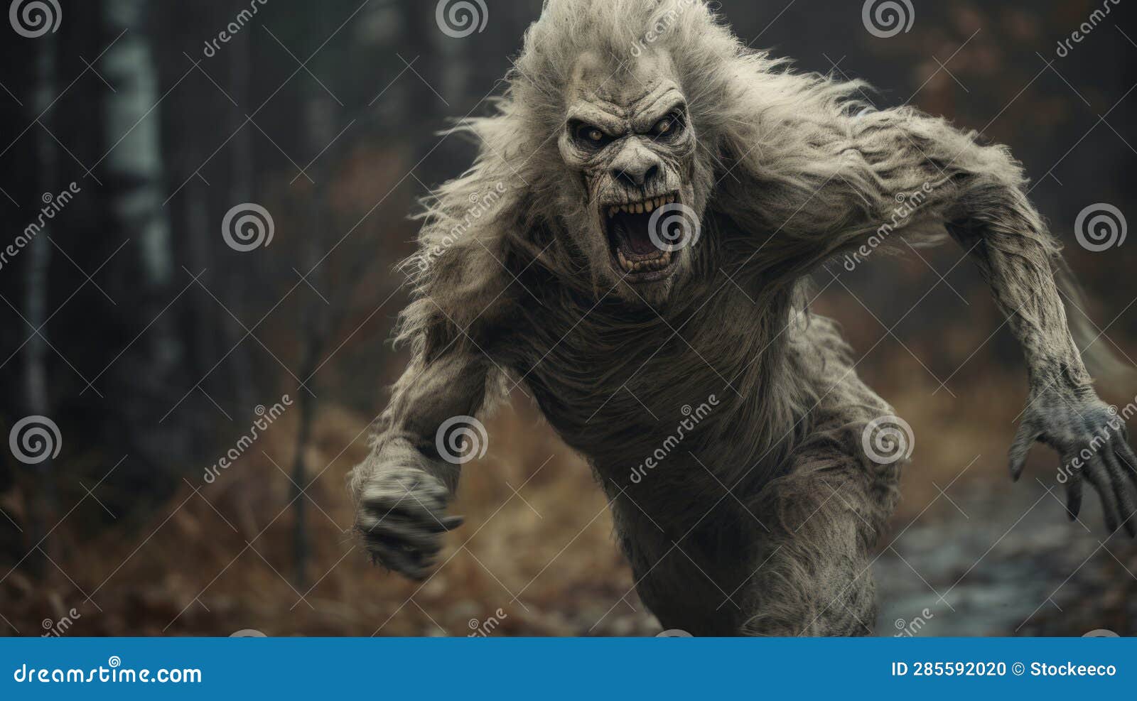 Scary Ultra Realistic Skinwalker Running through Woods Stock ...