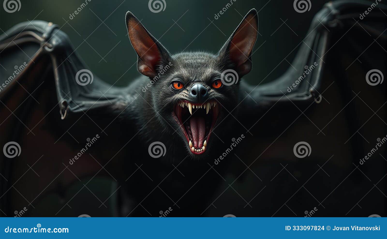 Vampire Bat Hanging From A Spooky Tree With A Full Moon In The ...