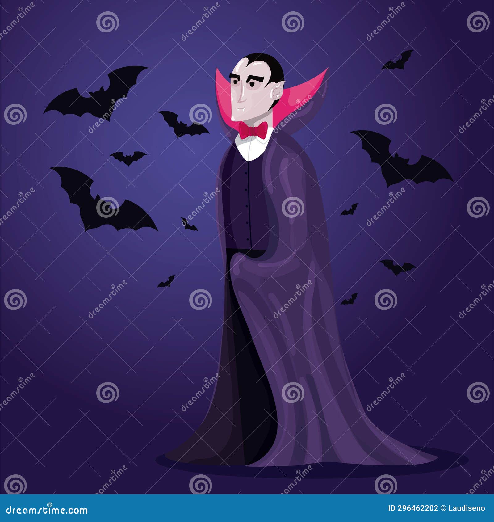 Scary Vampire with Bats Fantasy Character Vector Stock Illustration ...