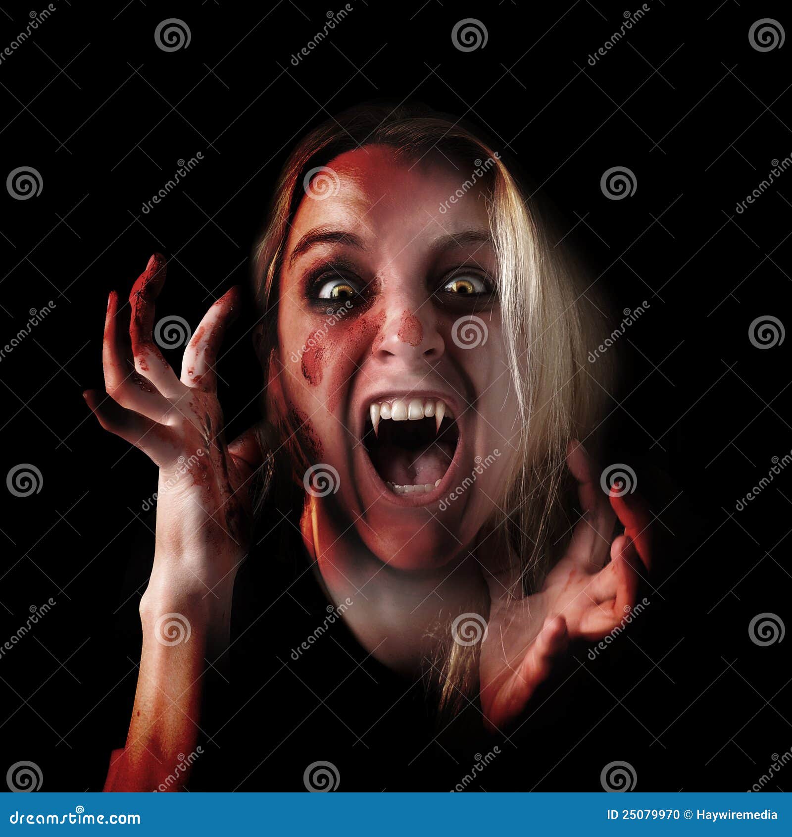 Scary Vampire Halloween Girl on Black Stock Photo - Image of female ...