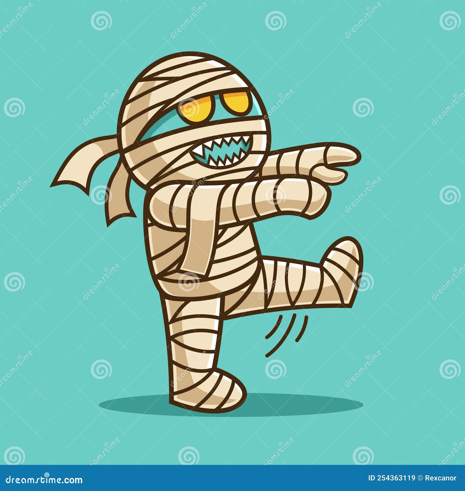 Scary Walking Mummy Cartoon Character Stock Vector - Illustration of ...