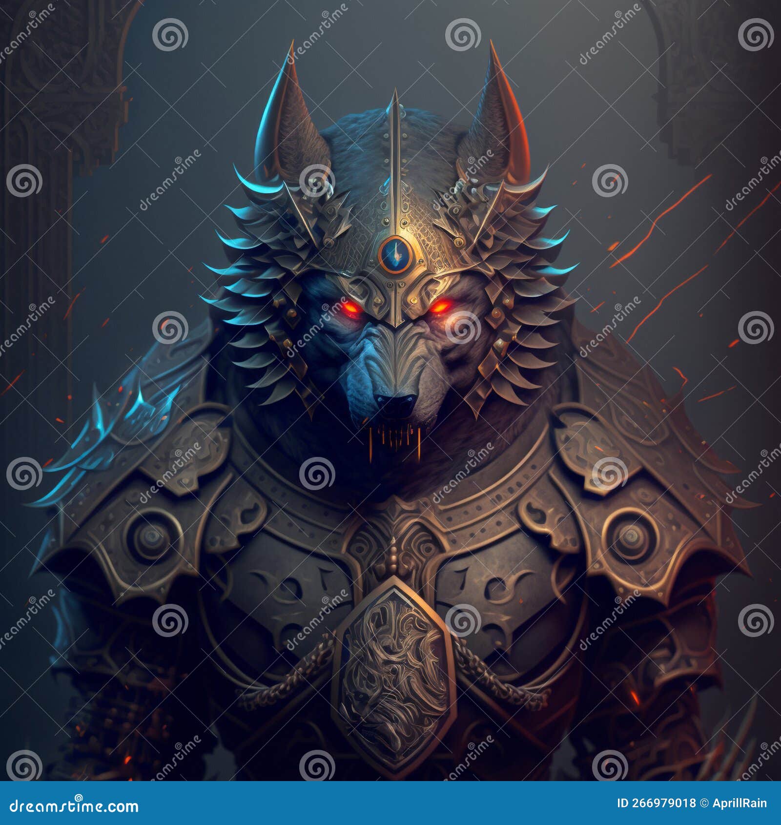 Scary werewolf in armor stock illustration. Illustration of fear ...