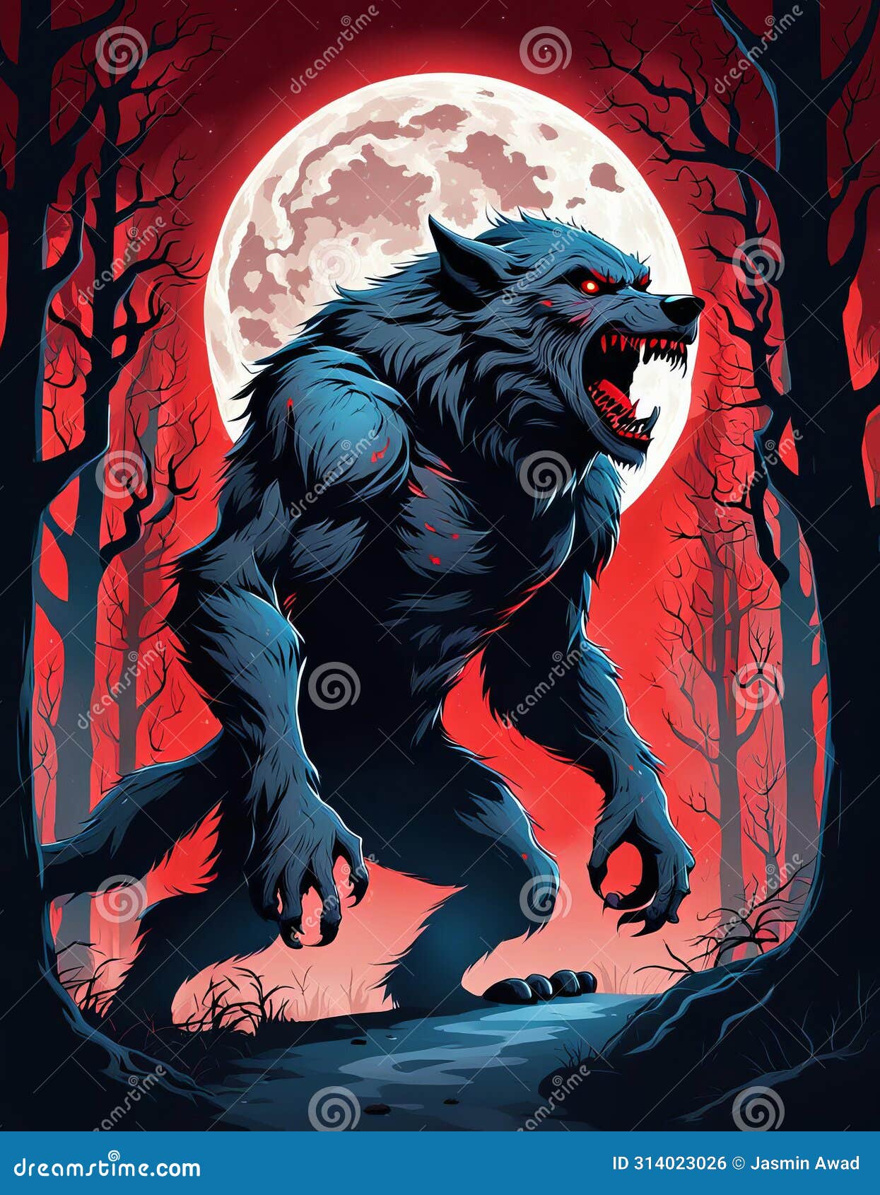Scary Werewolf Creature On Grey Background Royalty-Free Stock Photo ...