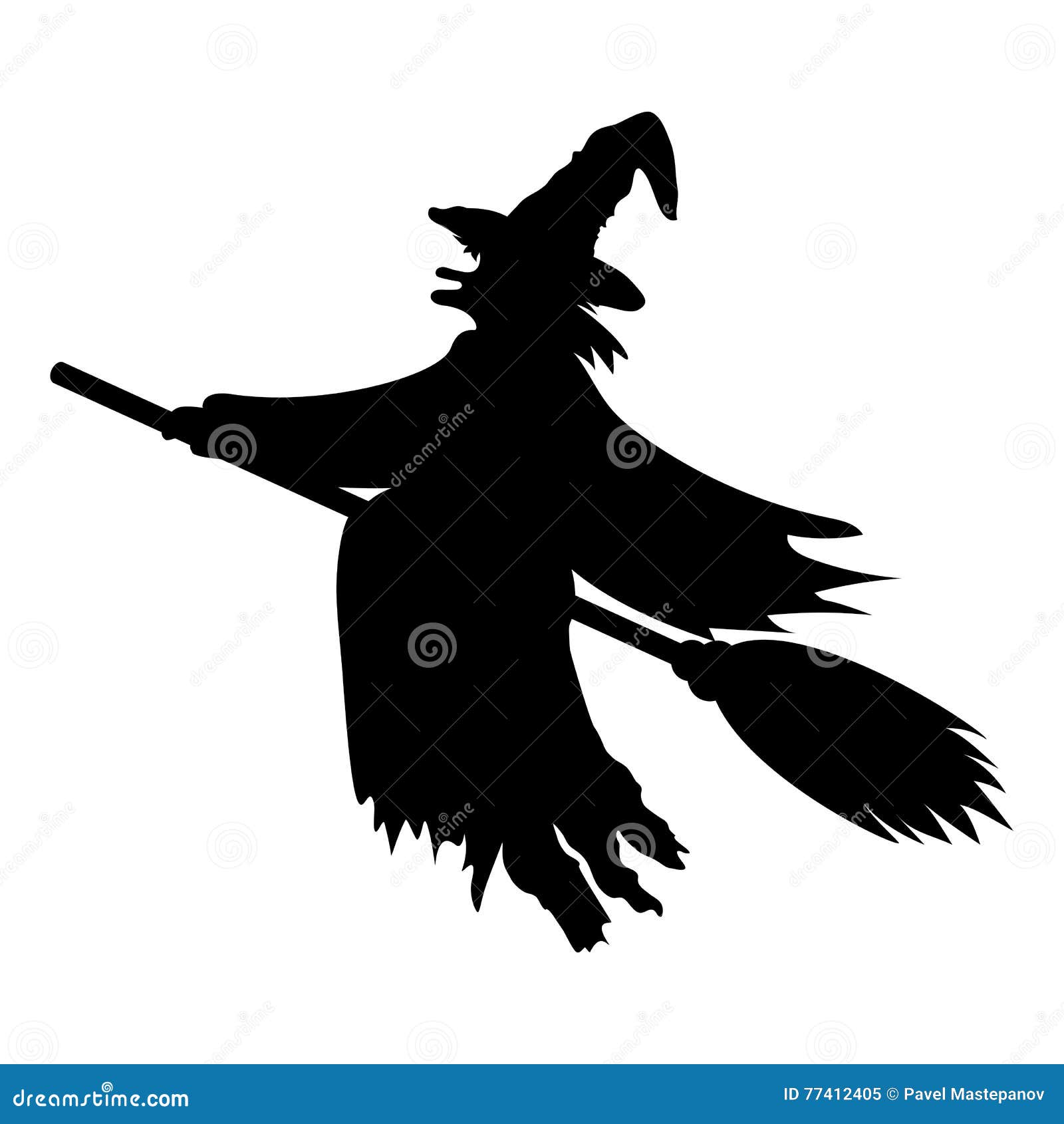 Scary witch flying stock vector. Illustration of holiday - 77412405