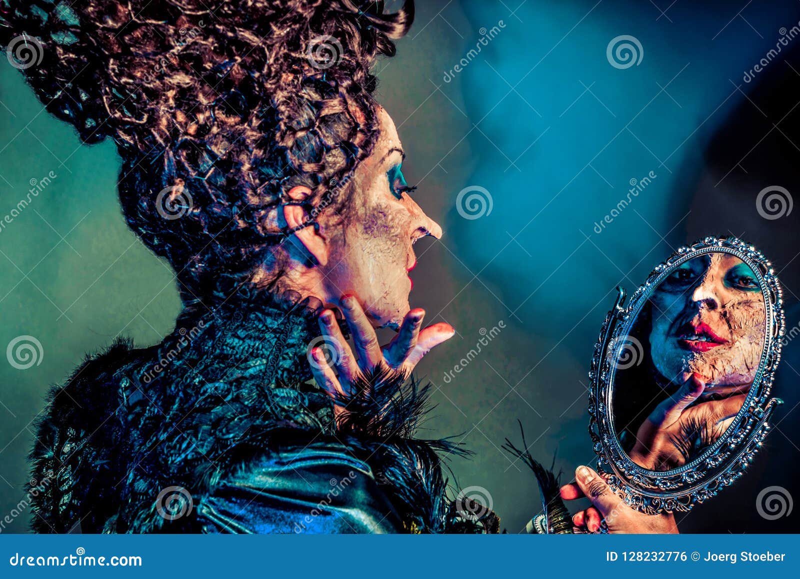 Scary Evil Witch with a Hand Mirror Stock Photo - Image of fear, fairy ...