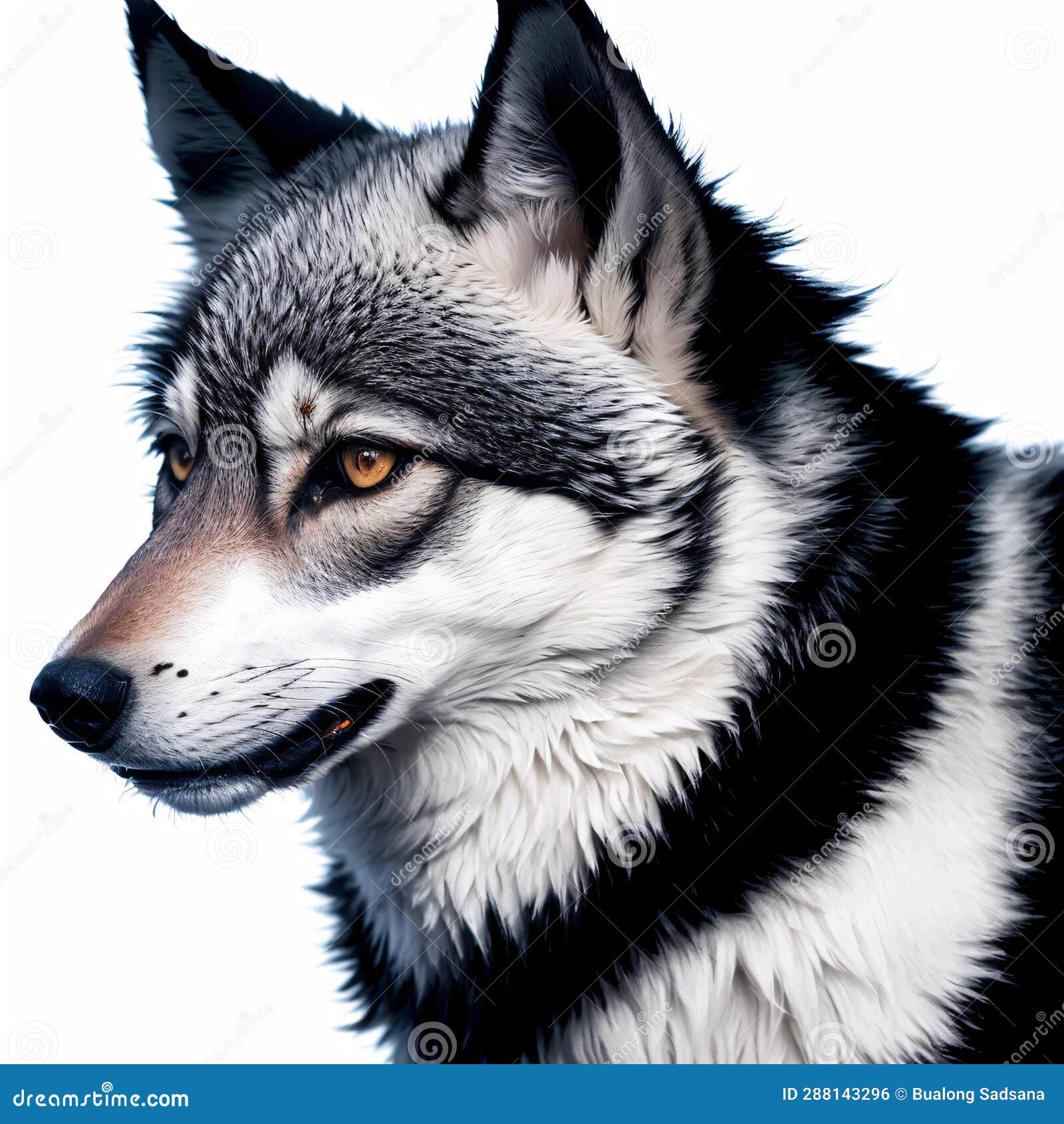 Scary Wolf Front View Isolated on a White Background. Stock ...