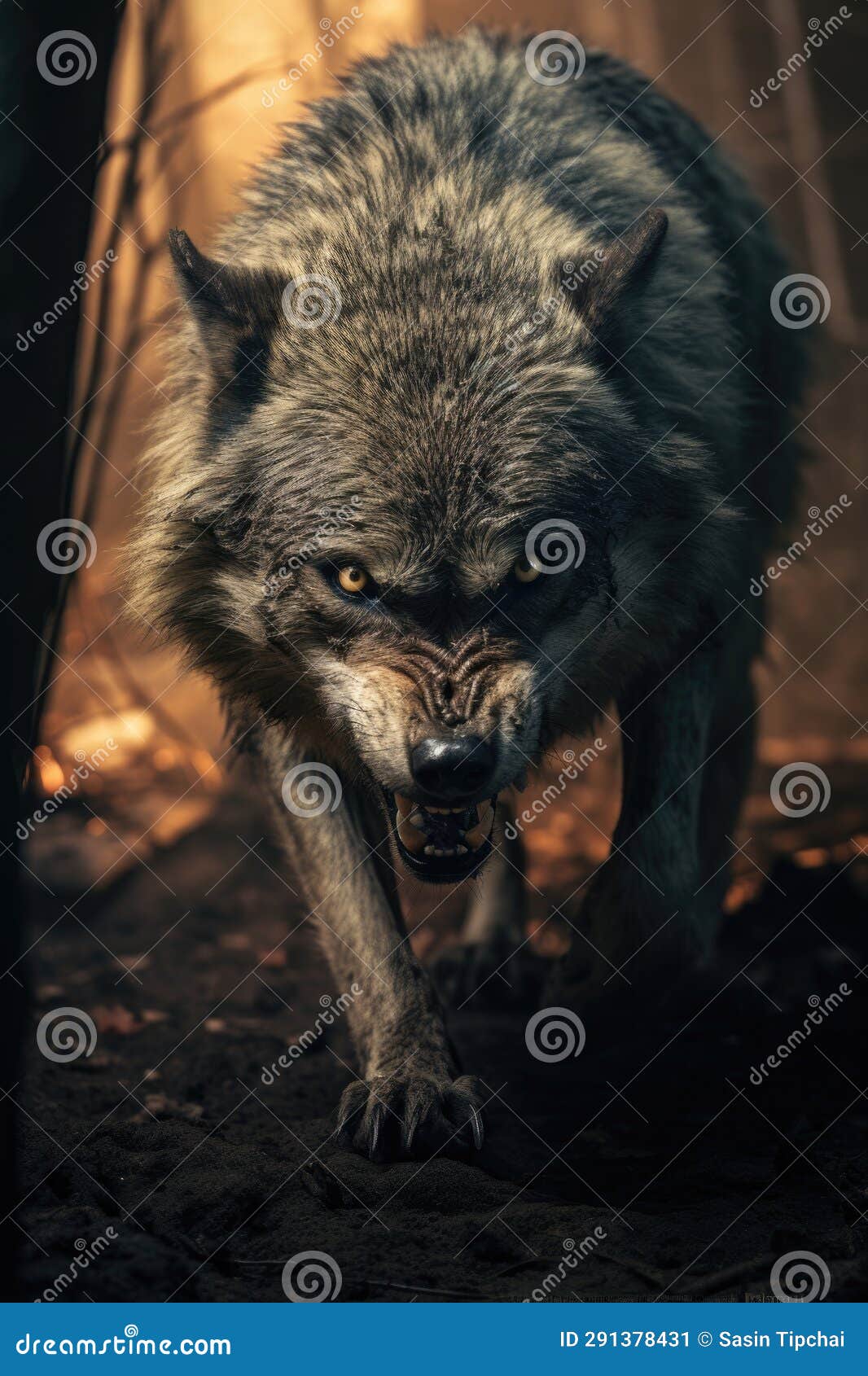 Scary Wolf Front View Isolated On A White Background. Royalty-Free Stock Image | CartoonDealer ...