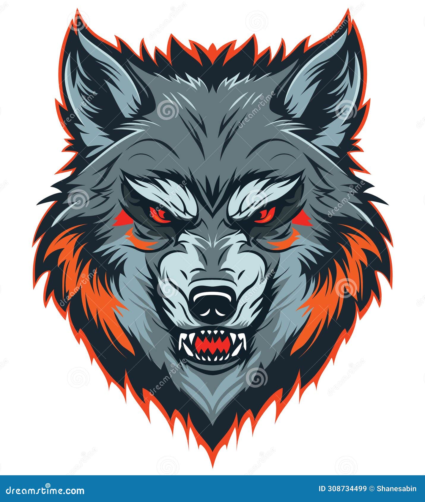 Scary Wolf stock vector. Illustration of ferocious, wild - 308734499