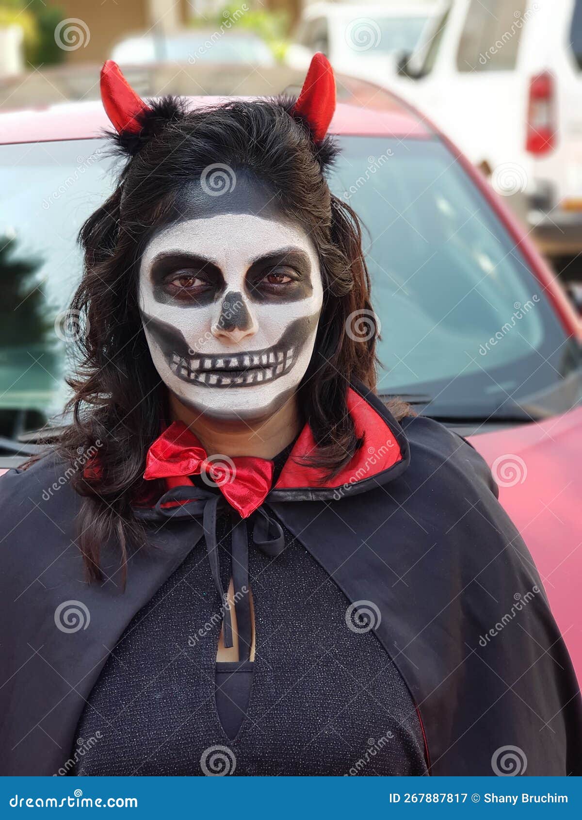 Scary Woman Made Up Like a Skeleton with Makeup Stock Image - Image of ...