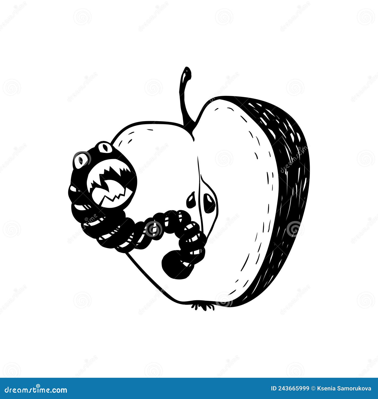 Scary Worm Parasite in an Apple Stock Vector - Illustration of parasite ...