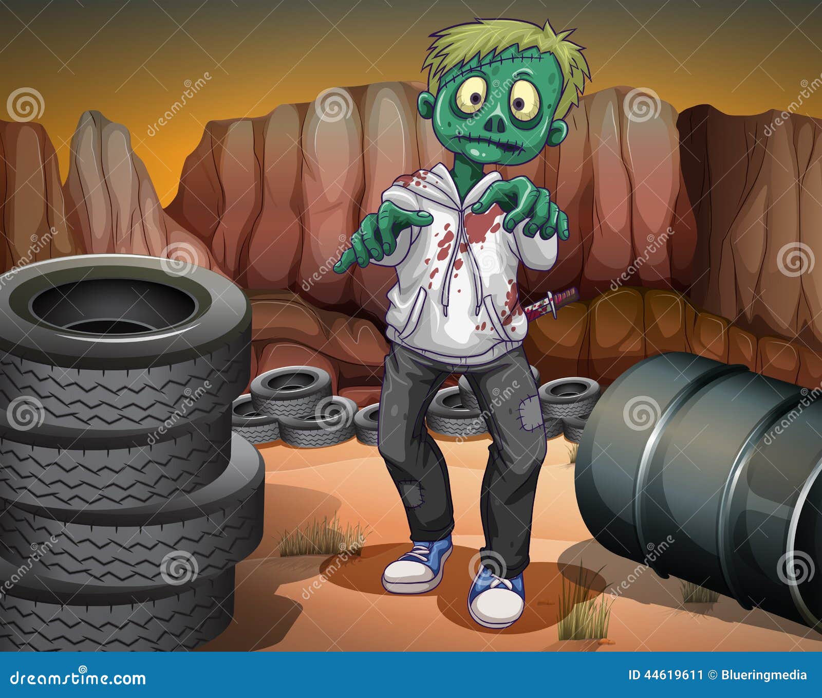 Scary Zombie Silhouette Side View Images Vector Illustration ...