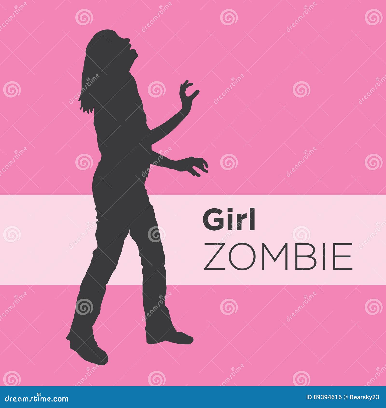 Scary Zombie Silhouette Side View Images Vector Illustration ...