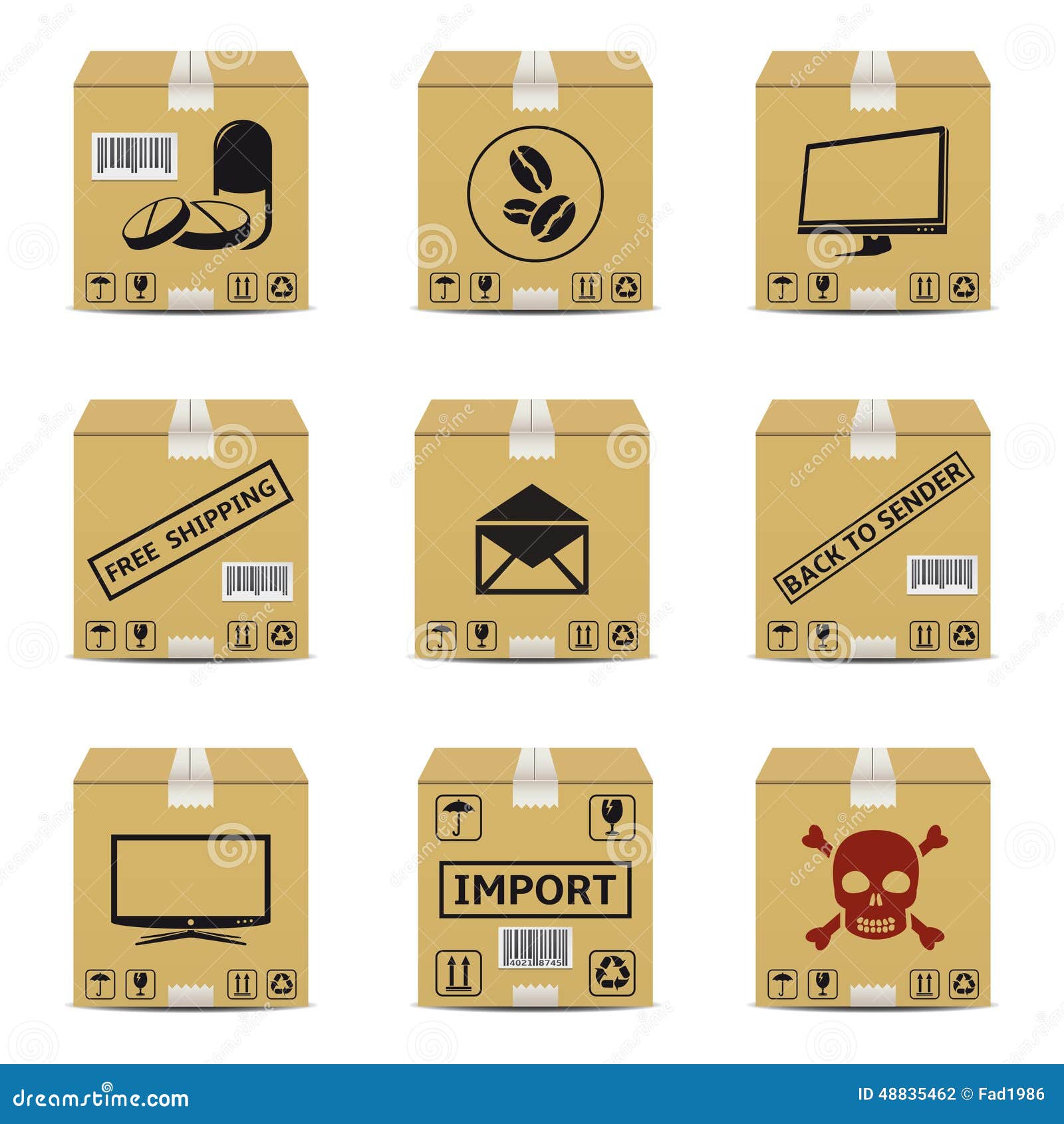 Scatole Di Cartone Di Trasporto Illustrazione Vettoriale ...