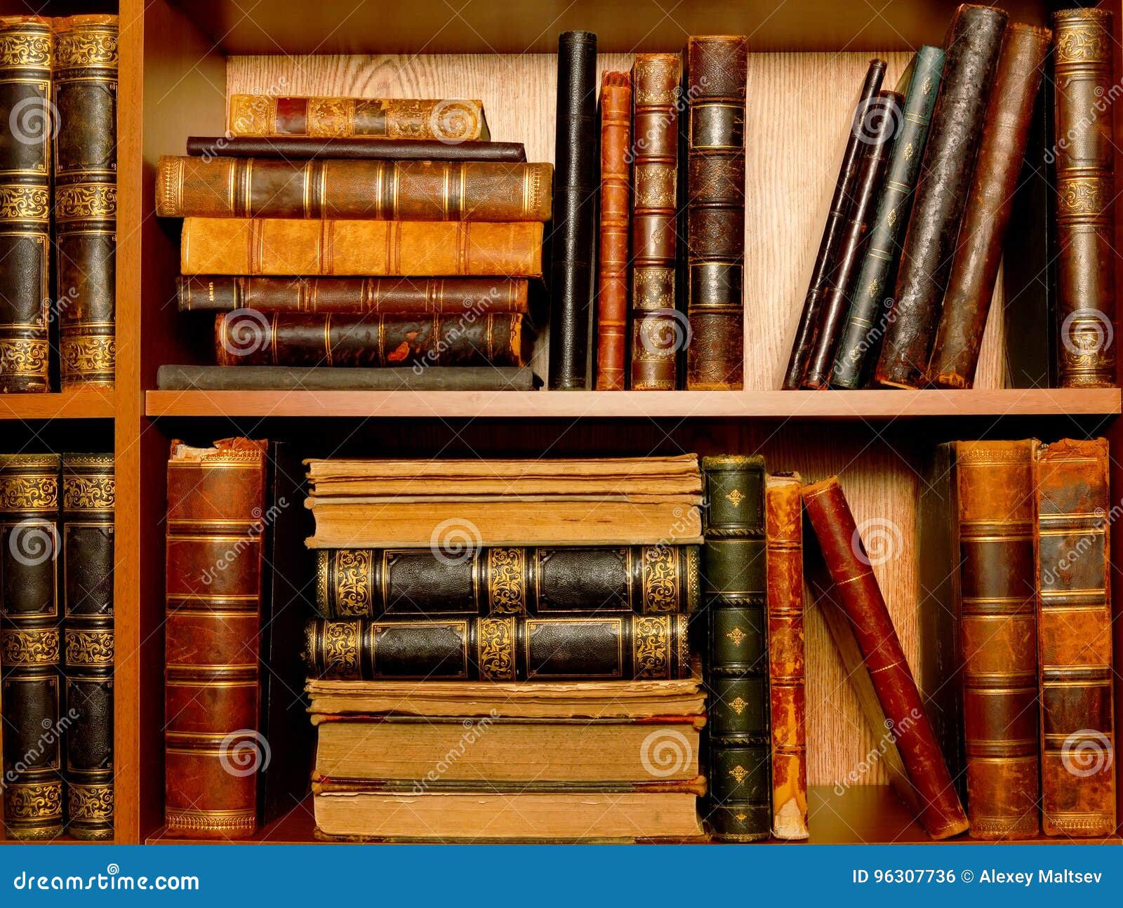 Scatter of Books on the Shelves Stock Photo - Image of cognition ...
