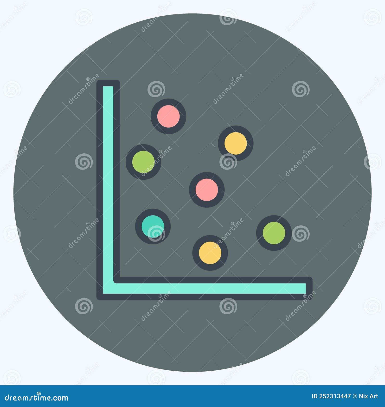 Scatter Plot I Icon in Trendy Color Mate Style Isolated on Soft Blue ...