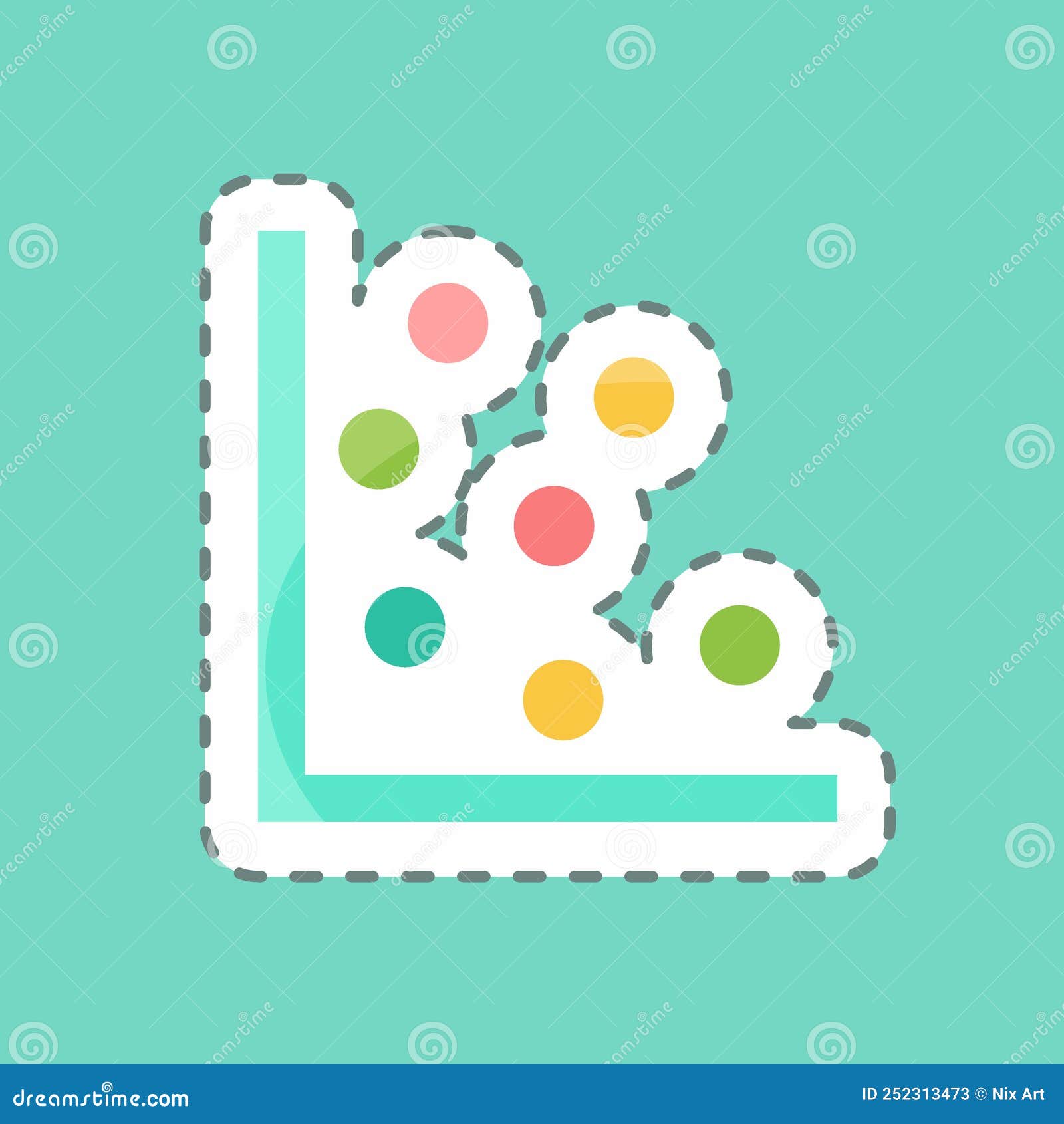 Scatter Plot I Sticker in Trendy Line Cut Isolated on Blue Background ...