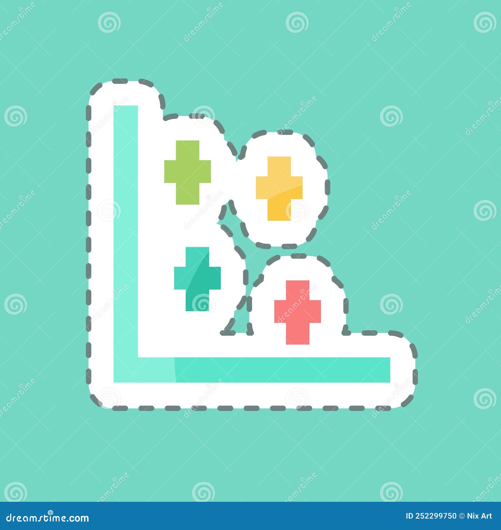 Scatter Plot II Sticker in Trendy Line Cut Isolated on Blue Background ...