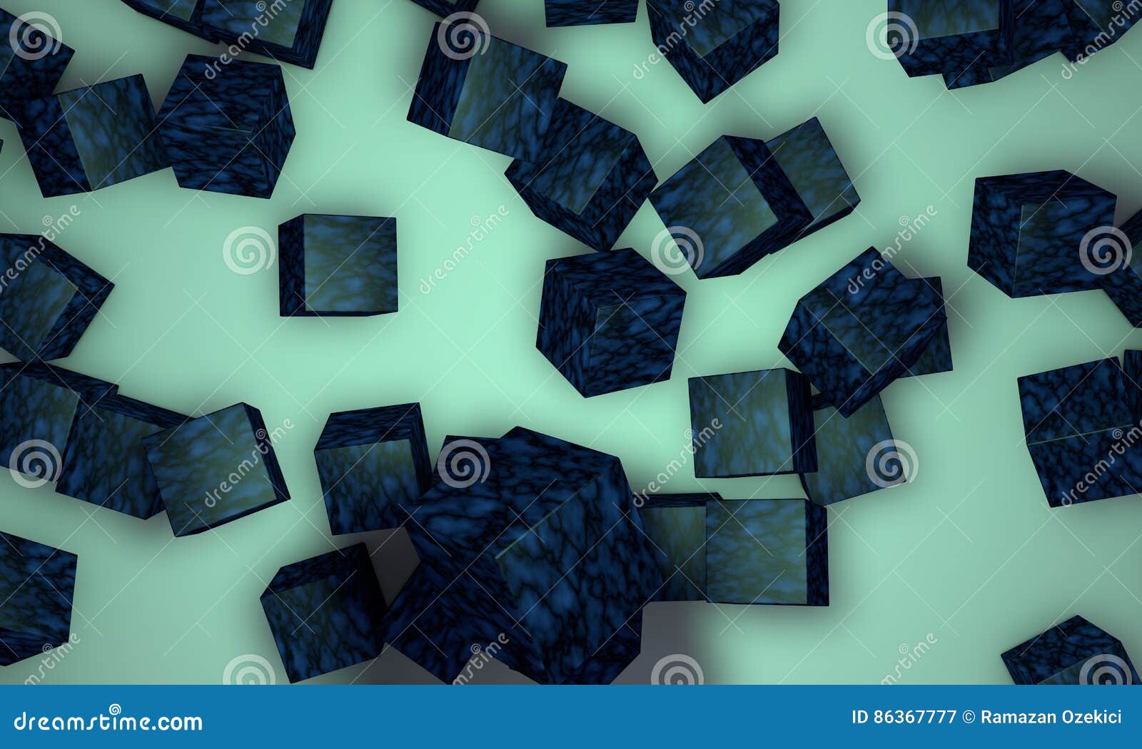 Scattered Blue Coloured Cubes,background 3d Render Stock Illustration ...