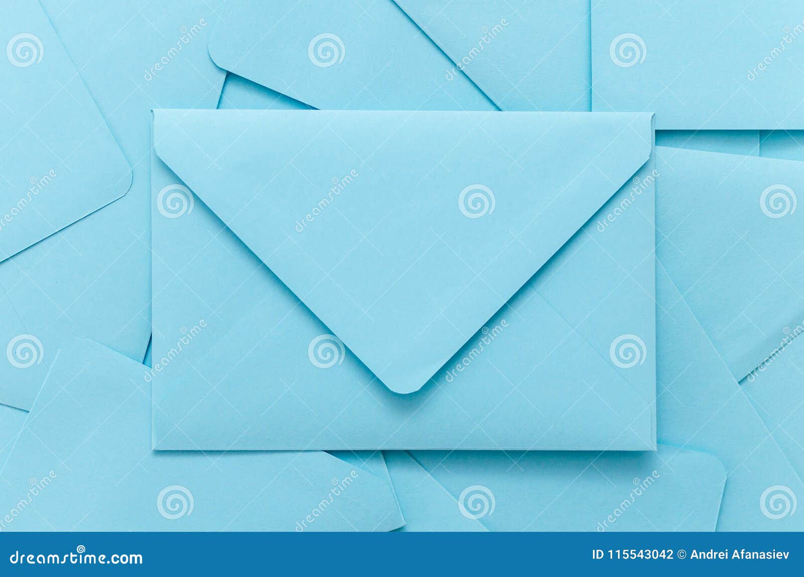 Scattered Blue Mail Envelopes Background Stock Photo - Image of paper ...