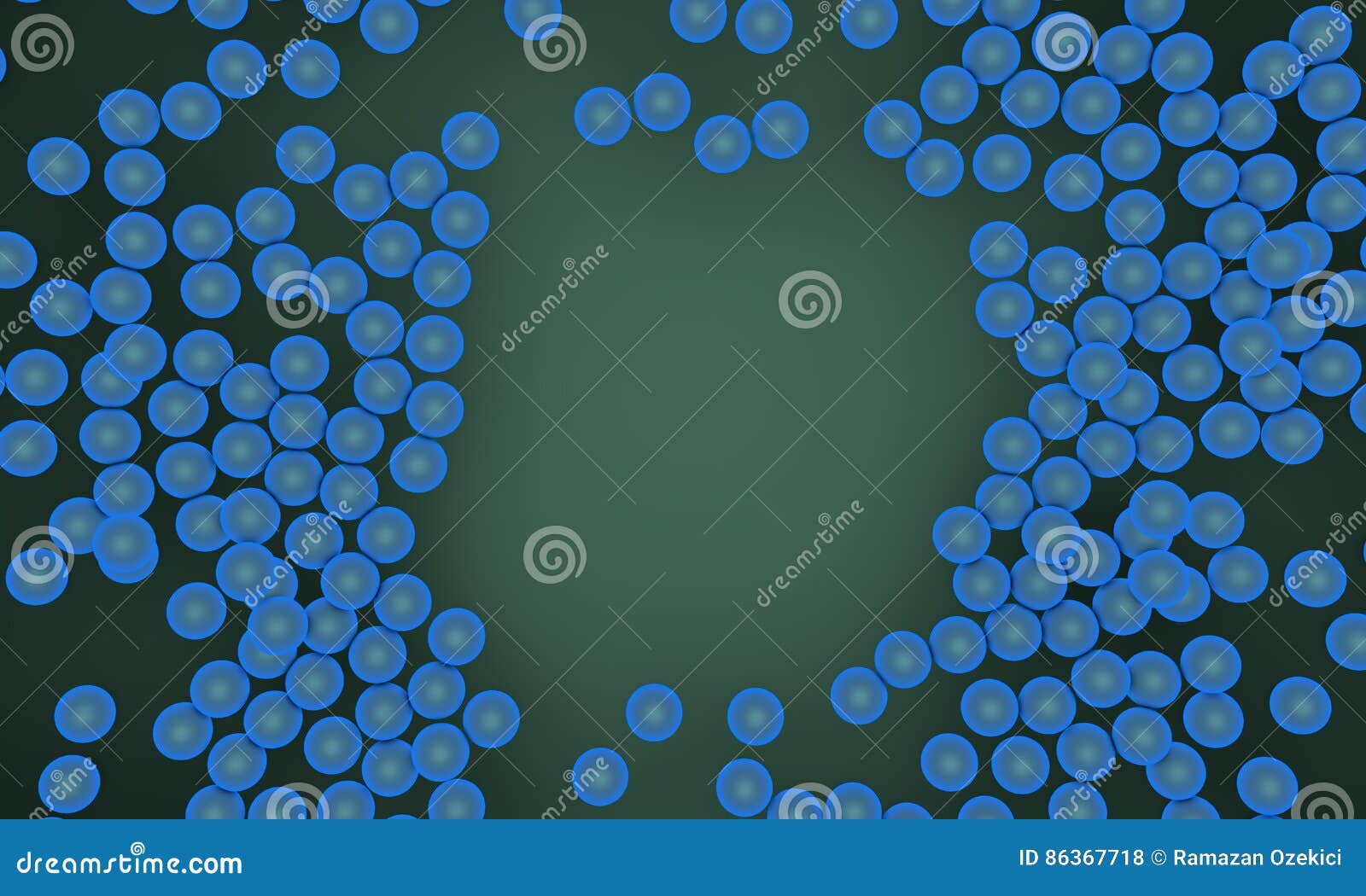 Scattered Blue Sphere Objects, Background 3d Render Stock Illustration ...