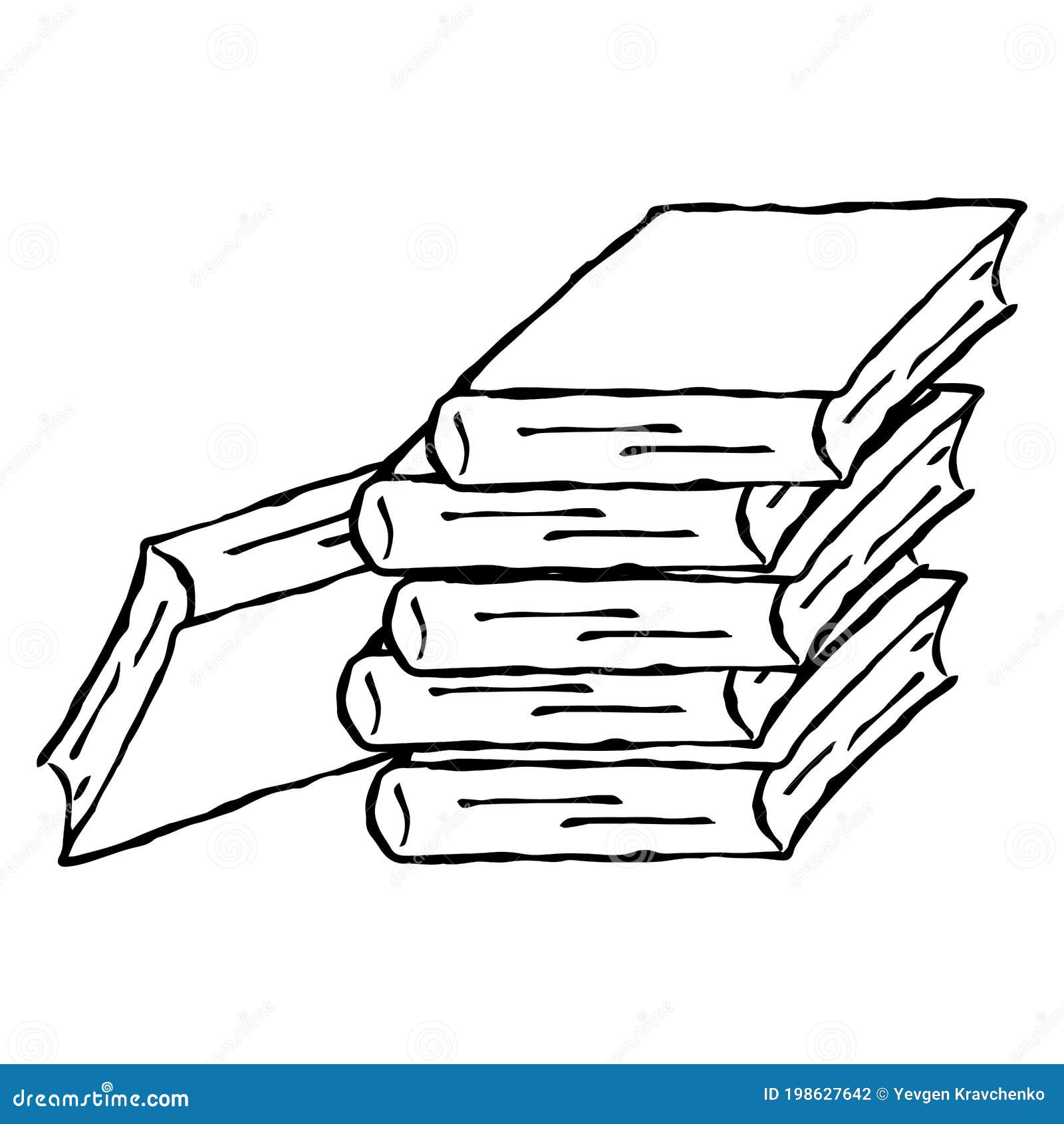 Stack of Books. Scattered Books. Closed Book without a Title. Vector ...