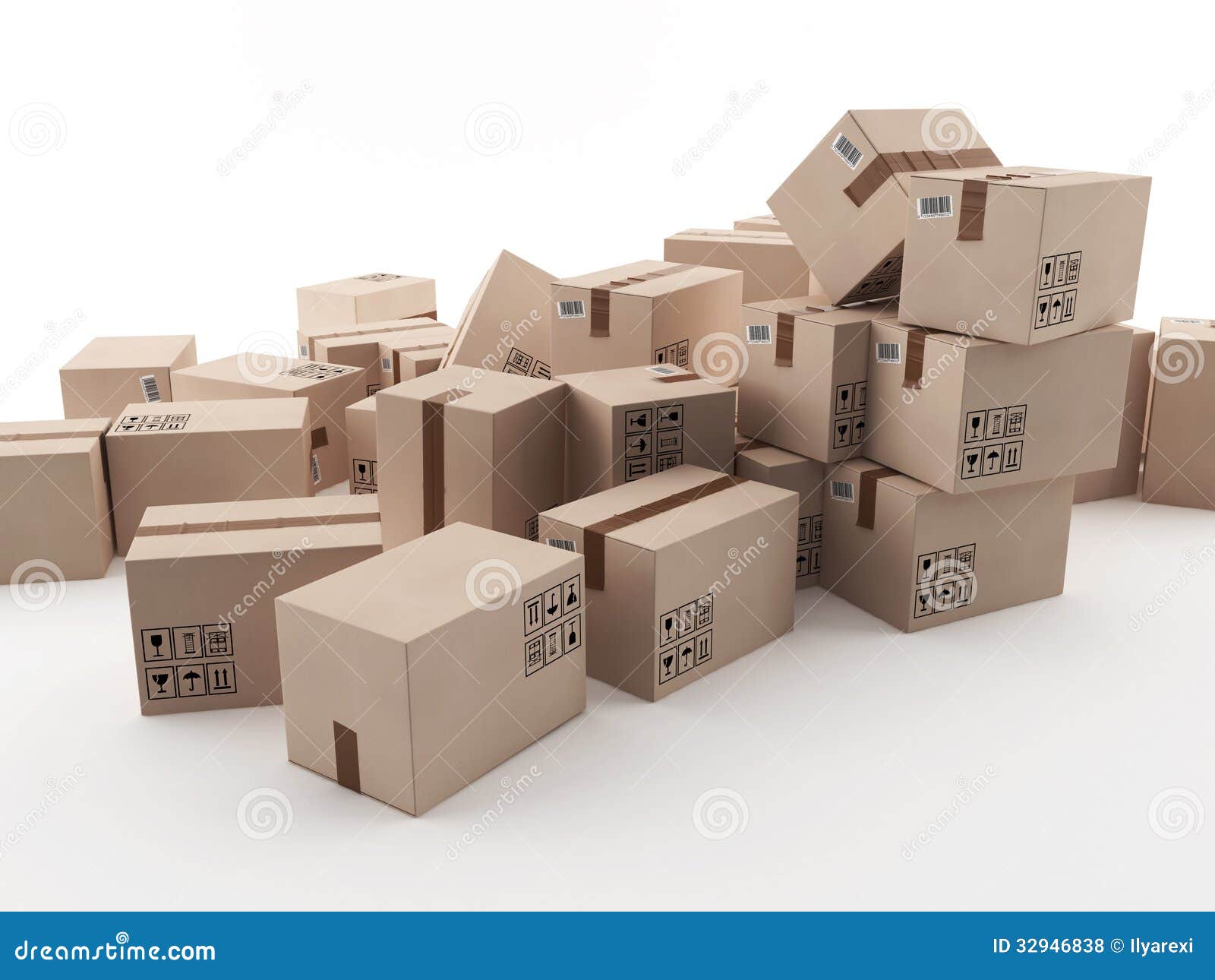 Scattered boxes stock illustration. Illustration of delivery - 32946838